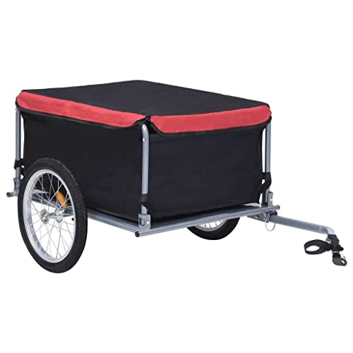 Practical Outdoor Camper Collapsible Folding Wagon Bike Cargo Trailer Black and Red 143.3 lb
