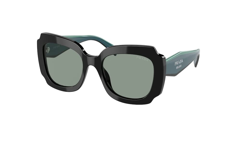 Prada PR16YS 1AB08Q 52MM Black/Azure Mirror Internal Silver Irregular Sunglasses for Women + BUNDLE With Designer iWear Eyewear Kit