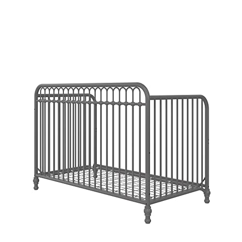 Little Seeds Raven 3-in-1 Convertible Metal Crib, JMPA Certified, Gray