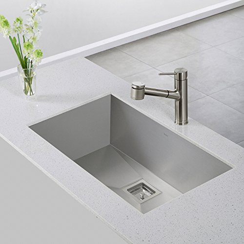 KRAUS Pax 31 1/2-inch 16 Gauge Undermount Single Bowl Stainless Steel Kitchen Sink, KHU32