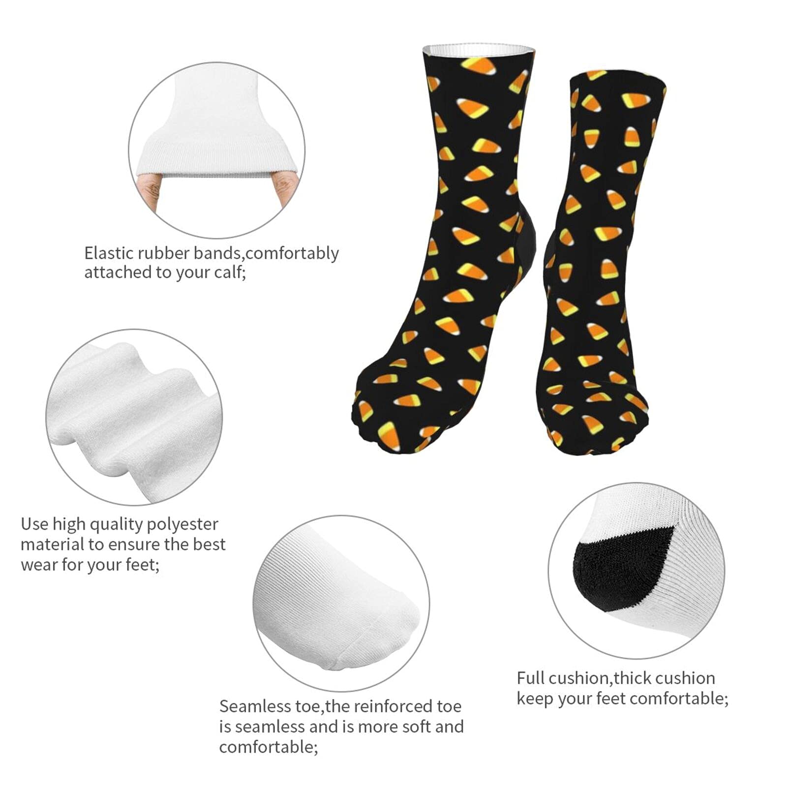 lvhrui Candy Corn Black Halloween Candy Men Athletic Ankle Socks Cushion Running Socks for Men&Women Cotton Socks Crew Socks 15.7