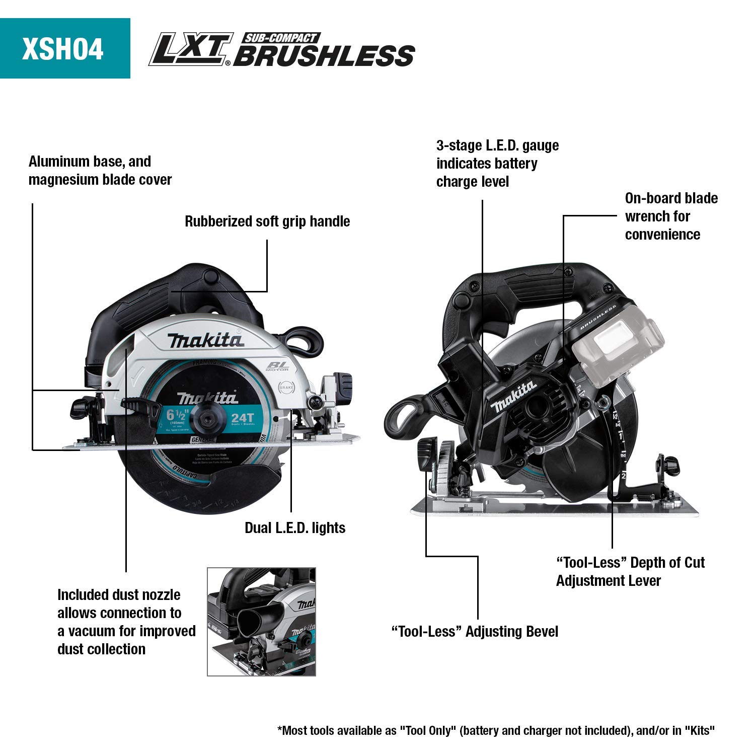 Makita XSH04ZB-R 18V LXT Li-Ion Sub-Compact Brushless Cordless 6-1/2 in. Circular Saw (Tool Only) (Renewed)