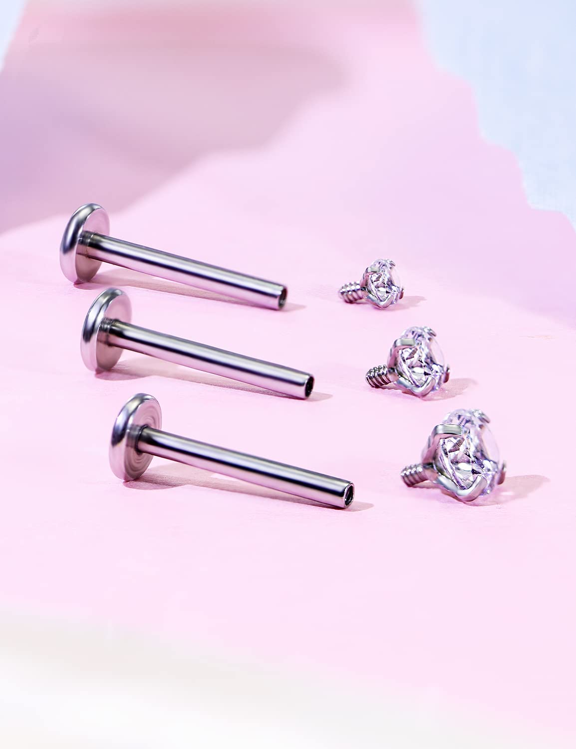 Kridzisw 16G Lip Labret Medusa Monroe Ring Stud Piercing Jewelry 16 Gauge Stainless Surgical Steel Snake Bite Ashley Lip Ring Flat Back Silver Catilage Tragus Helix Earring Piercing Jewelry Women Men