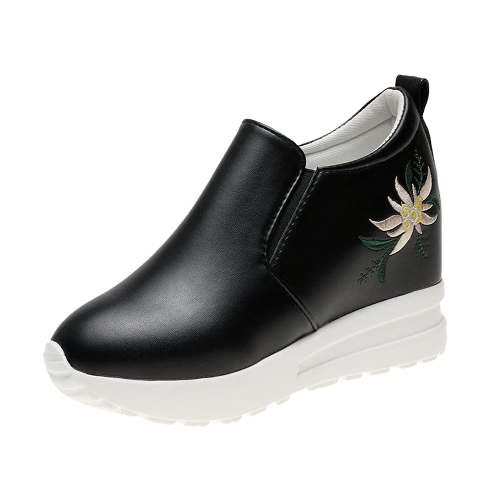 NONGJXCR Womens Casual Shoes Sneakers Fashion Women's Slip-on Casual Heel Wedges Leisure Breathable Shoes Outdoor Women's Casual Shoes Blue and Black Casual Shoes
