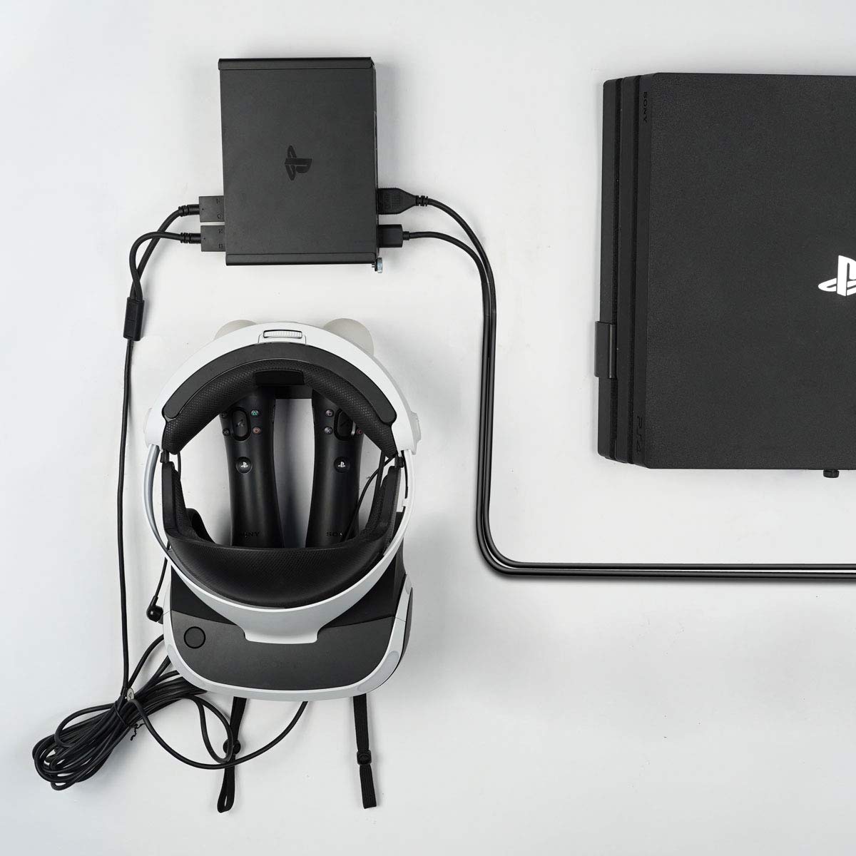 Monzlteck Wall Mount for ps4 VR (gen2), Headset,Move Controller Holder+Processor Unit Wall Mount
