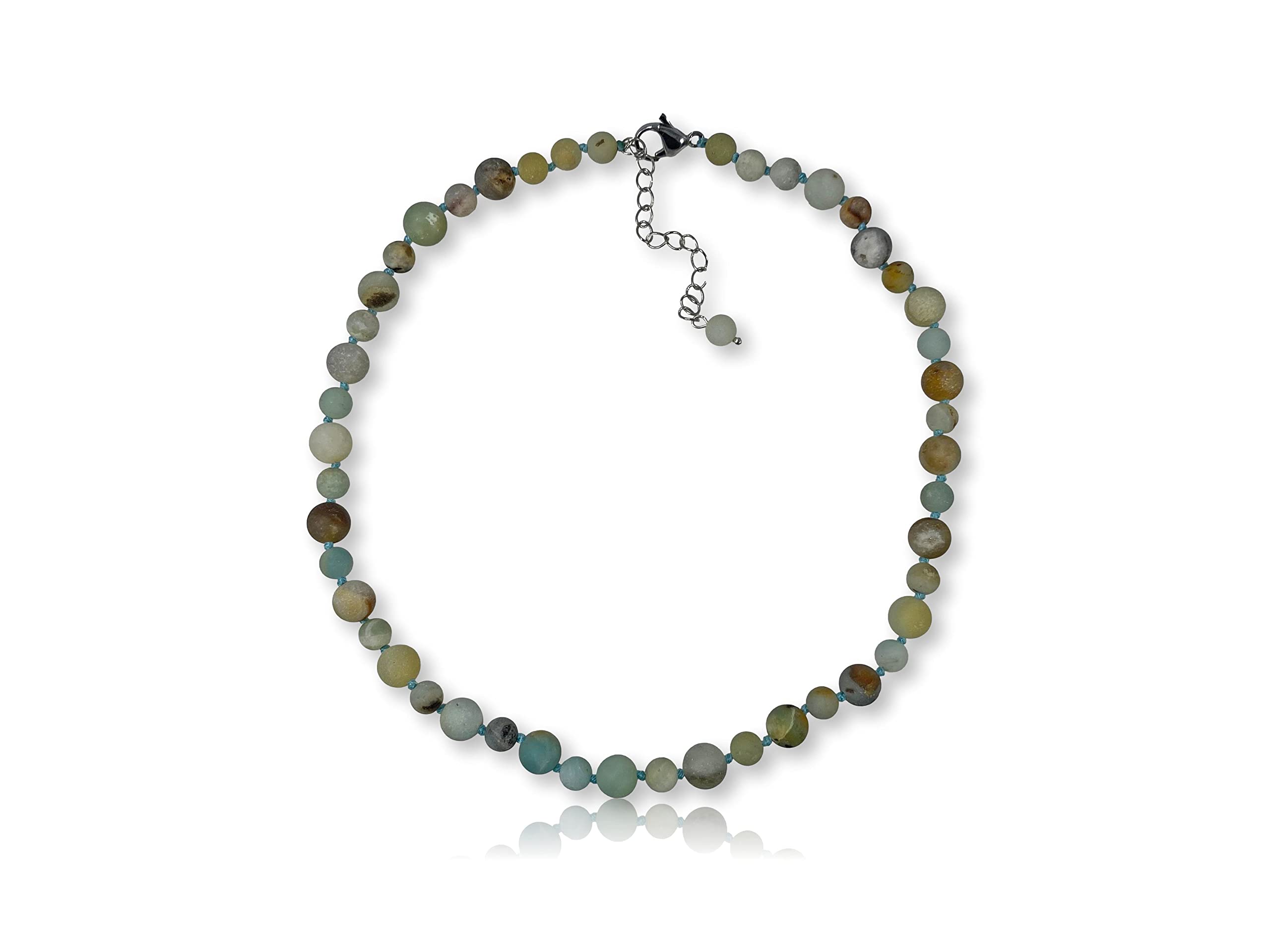 MGR MY GEMS ROCK! Beaded Semi Precious Stone Genuine Amethyst Collar or Choker Necklace for Women, 14.50" Long with 3" Extender.