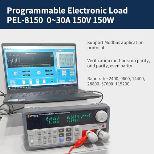 MATRIX Electronic Load Tester PEL8150, 150V 30A 150W Programmable DC Electronic Load, 0.1mV 0.1mA Resolution DC Power Supply Tester for Voltage Current, 0.2% Accuracy Electric Circuit Testing Device