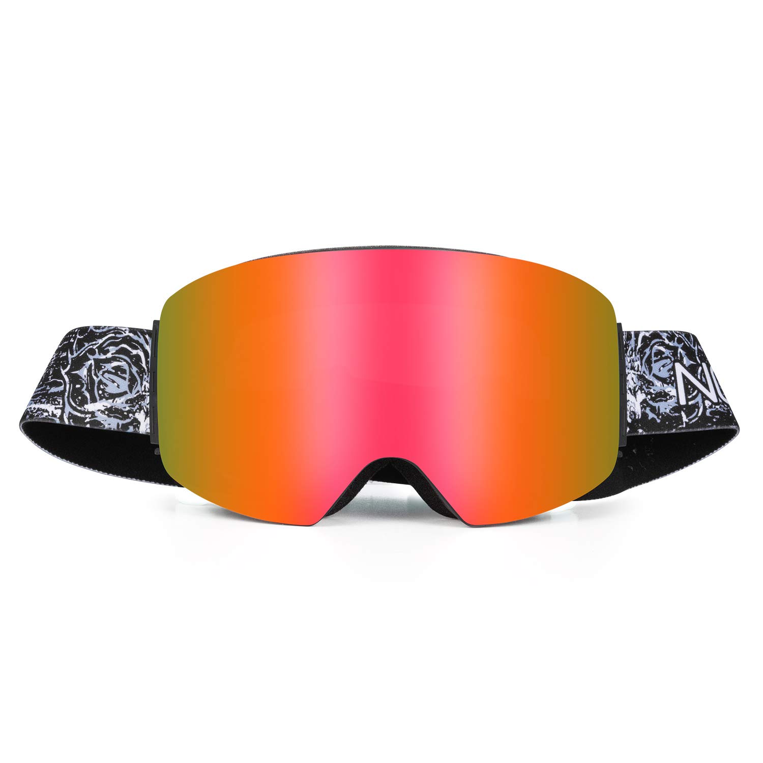 MATRIXON NODLAND P1 Ski Goggles OTG Over The Glass AntiFog Snowboard Goggles, UV400 Protection, Interchangeable Dual-Layer Frameless Goggles for Men, Women, Unisex (Red)