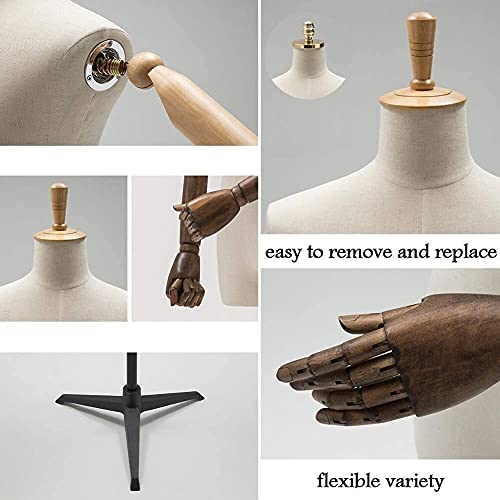 Male Sewing Tailors Dummy Dressmakers Dummies Torso Body Dress Form Height Adjustable Professional Tailors Dummy Arms Male Mannequin