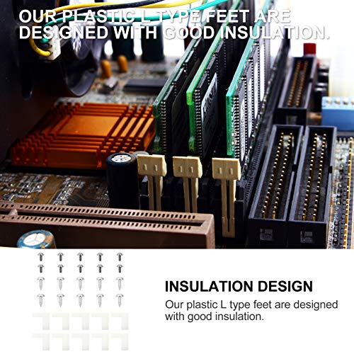 VILLCASE 50 Sets Insulating Post PCB Mounting Feet PCB Pillar PCB Board L Shape Insulated PCB Spacer PCB Spacer Feet Motherboard Fixing Feet Board Mounting Feet White Floor Mat Plastic Feet