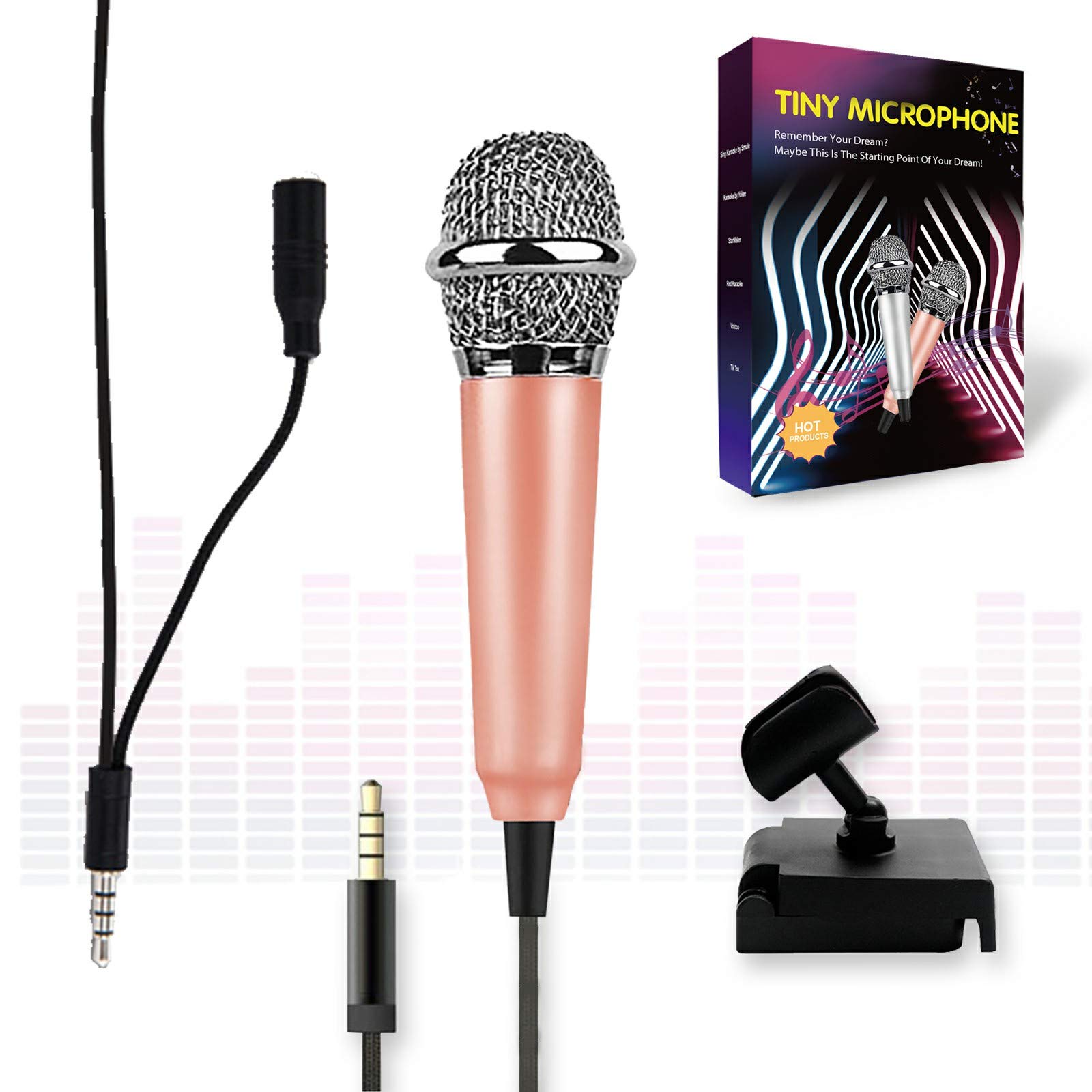 Mini Microphone, Mini Mic, for Recording/Chatting and Singing, for Mobile Phone/Laptop/ipad（Rose Gold）