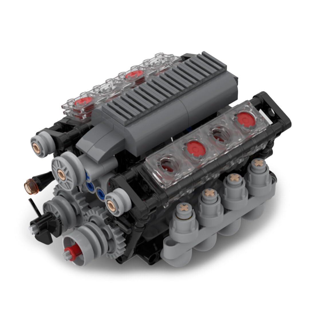 LDesign V8 Engine Motor with Gearbox Building Kit Mk2 Sci-fi Engine Model Building Toy Set 568PCS Compatible with Lego Technic Cars