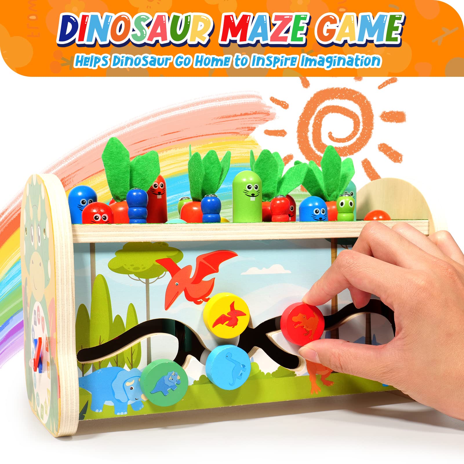SMALL FISH Wooden Montessori Toys for 3 Year Old Toddler