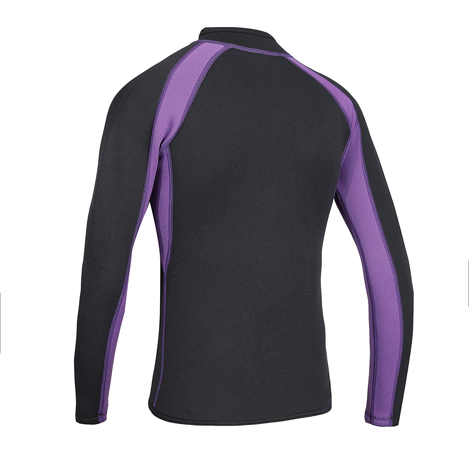Lemorecn Women's 3mm Wetsuits Jacket Long Sleeve Neoprene Wetsuits Top(2041blackpurple12)