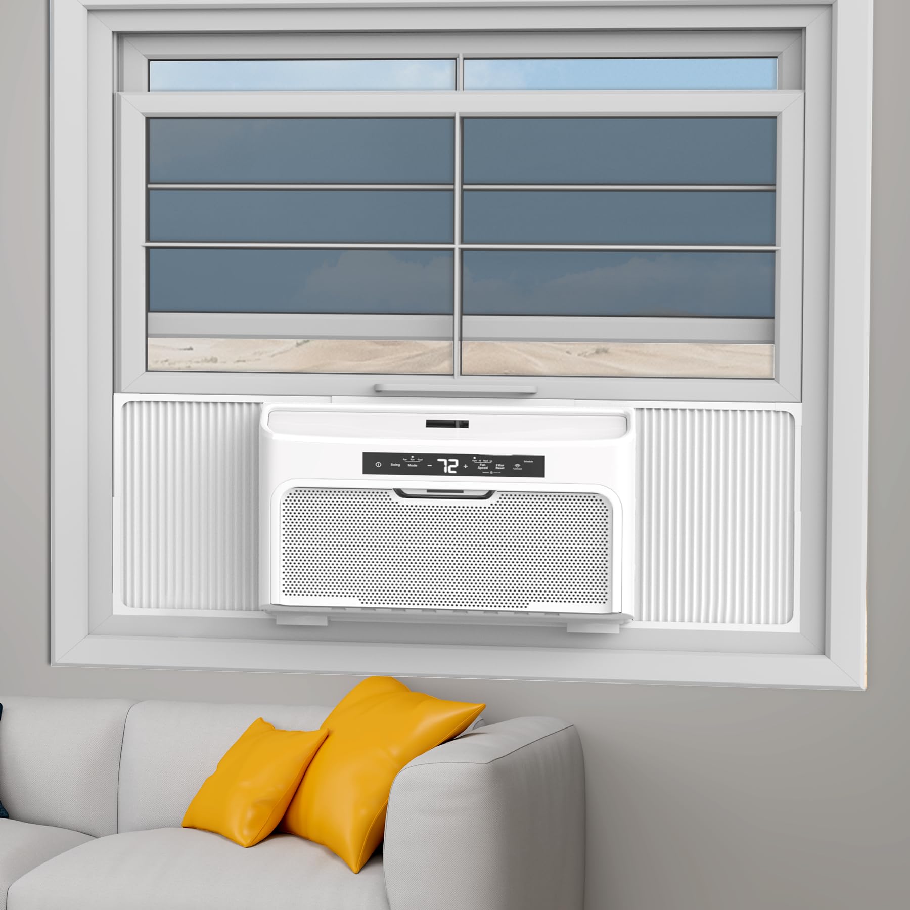 Wintcomfort Window Air Conditioner Side Panel with Adjustable Frame, Universal Window AC Accordion Filler Kit for Window AC Units 5000~14000 Btu, Window AC Insulation Side Panels with Frame