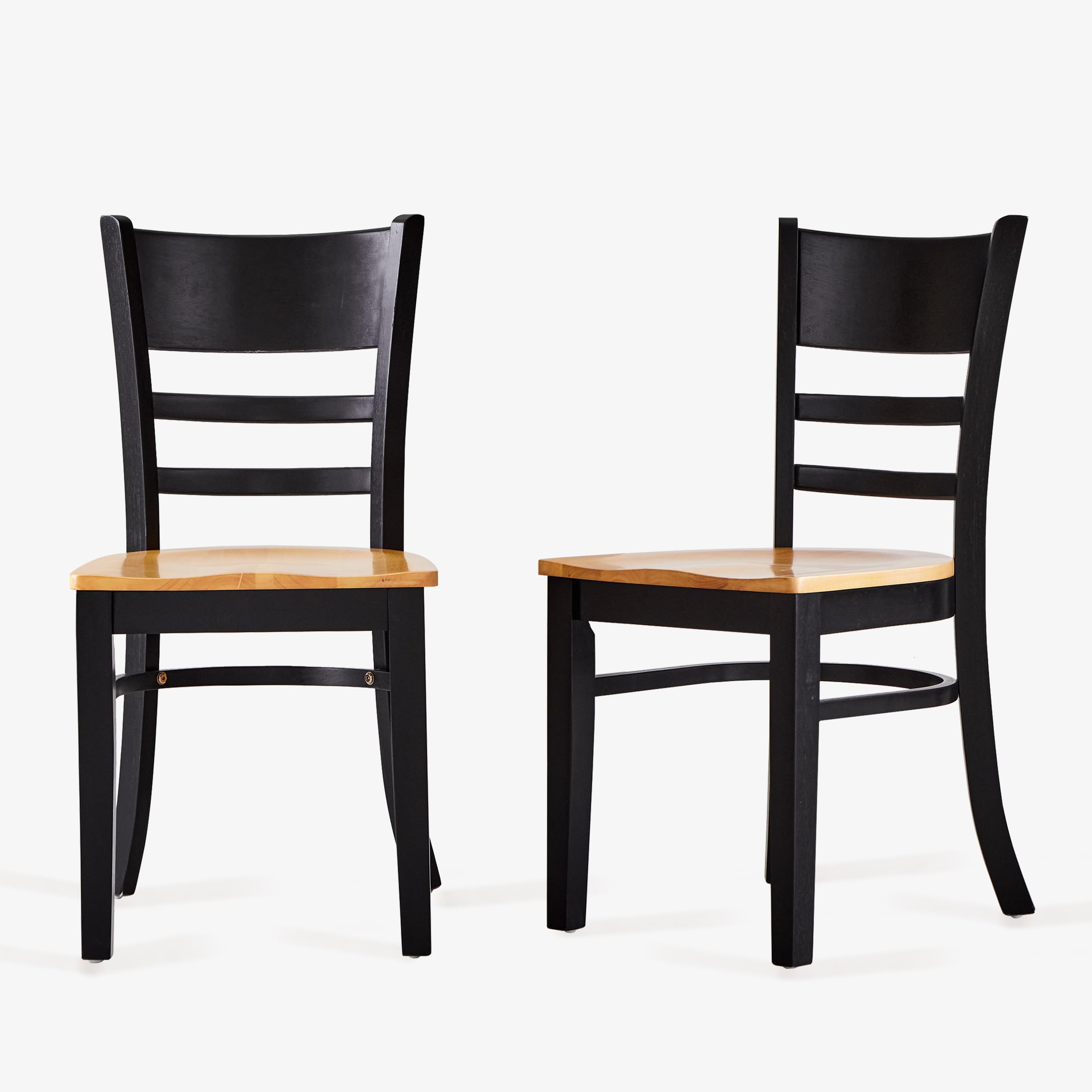 Livinia Cabin Wooden Dining Chairs Set of 2, Solid Malaysian Oak Wood Seat Ladder Back Armless Side Chairs (Walnut)
