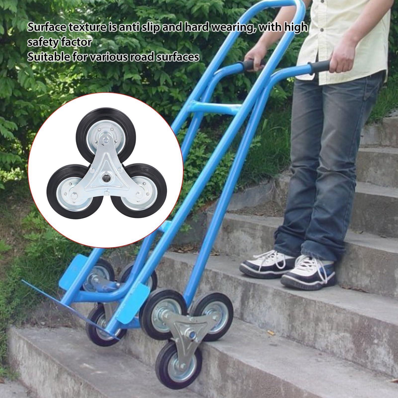 Stair Climbing Wheel, Stair Climber Hand Truck, Foldable Trolley Cart, 6 Inch 300LBS Load Capacity, for Home Office or Shopping Use