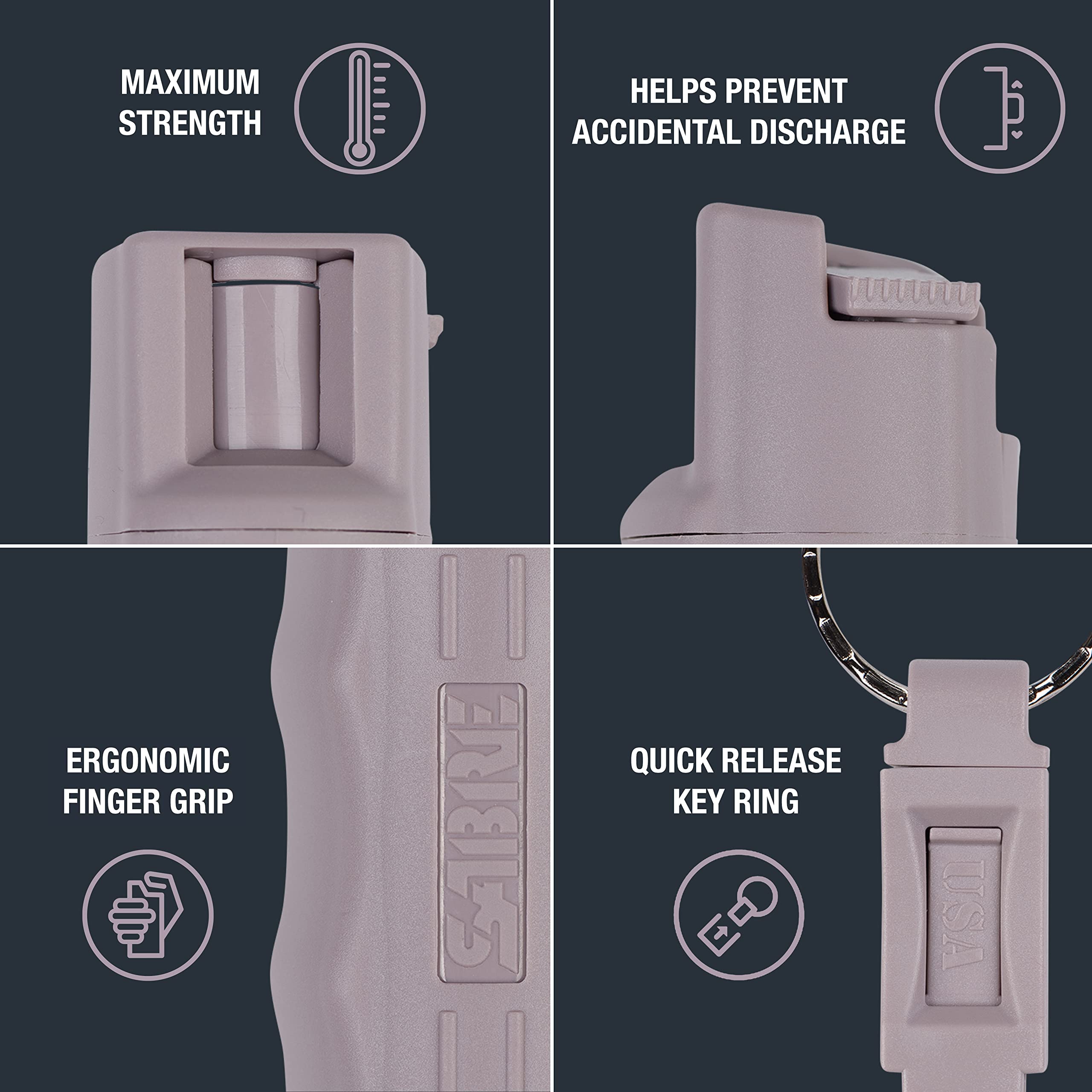 SABRE Adjustable 2-in-1 Door Security Bar & Easy to Use & Pepper Spray, Quick Release Keychain for Easy Carry and Fast Access, Finger Grip for More Accurate and Faster Aim