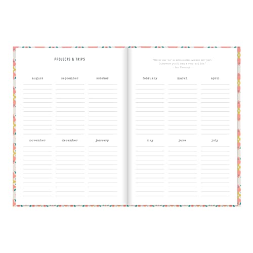 Letts of London Morocco Academic Weekly/Monthly Planner, August 2023 to July 2024, Week-to-View, Sewn Binding, Multilingual, A5 Size, 8.25" x 5.875", Coral (C031812-24)