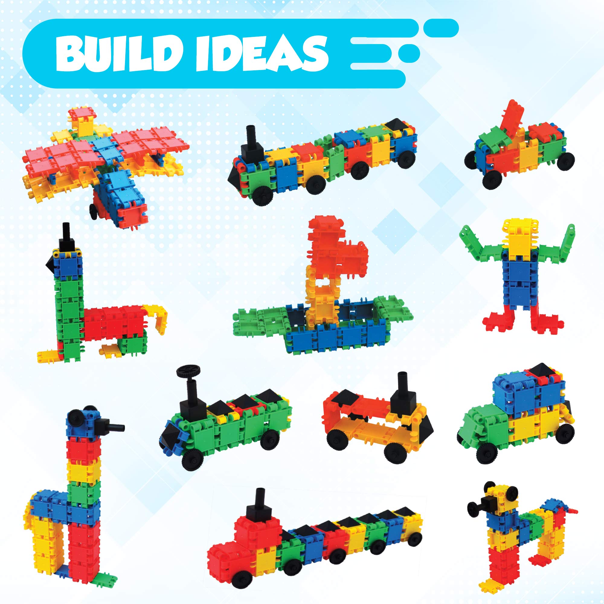 SNAPZ Building Bricks 400 Pcs Connecting Toy - Strong Durable Colorful Block Set w Storage, Interlinking Construction Blocks for Kids - STEM Development, Creativity and Educational Children Toys, 4+