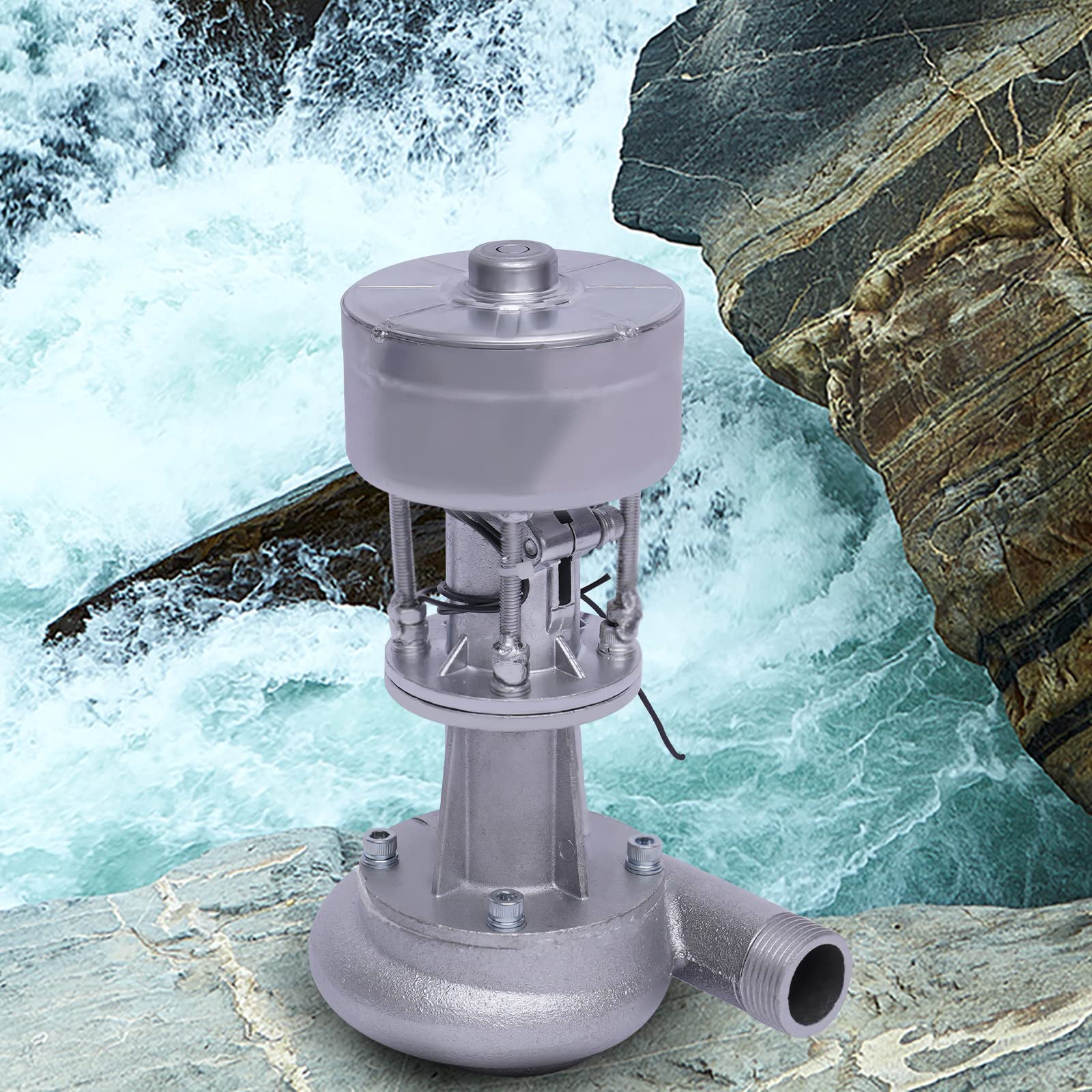 Micro Hydroelectric Generator, 110V 500W High Power Portable Micro Hydro Power Station Water Turbine Generator 0.5Gal/s Water Flow With Monitoring For Outdoor (Silver)