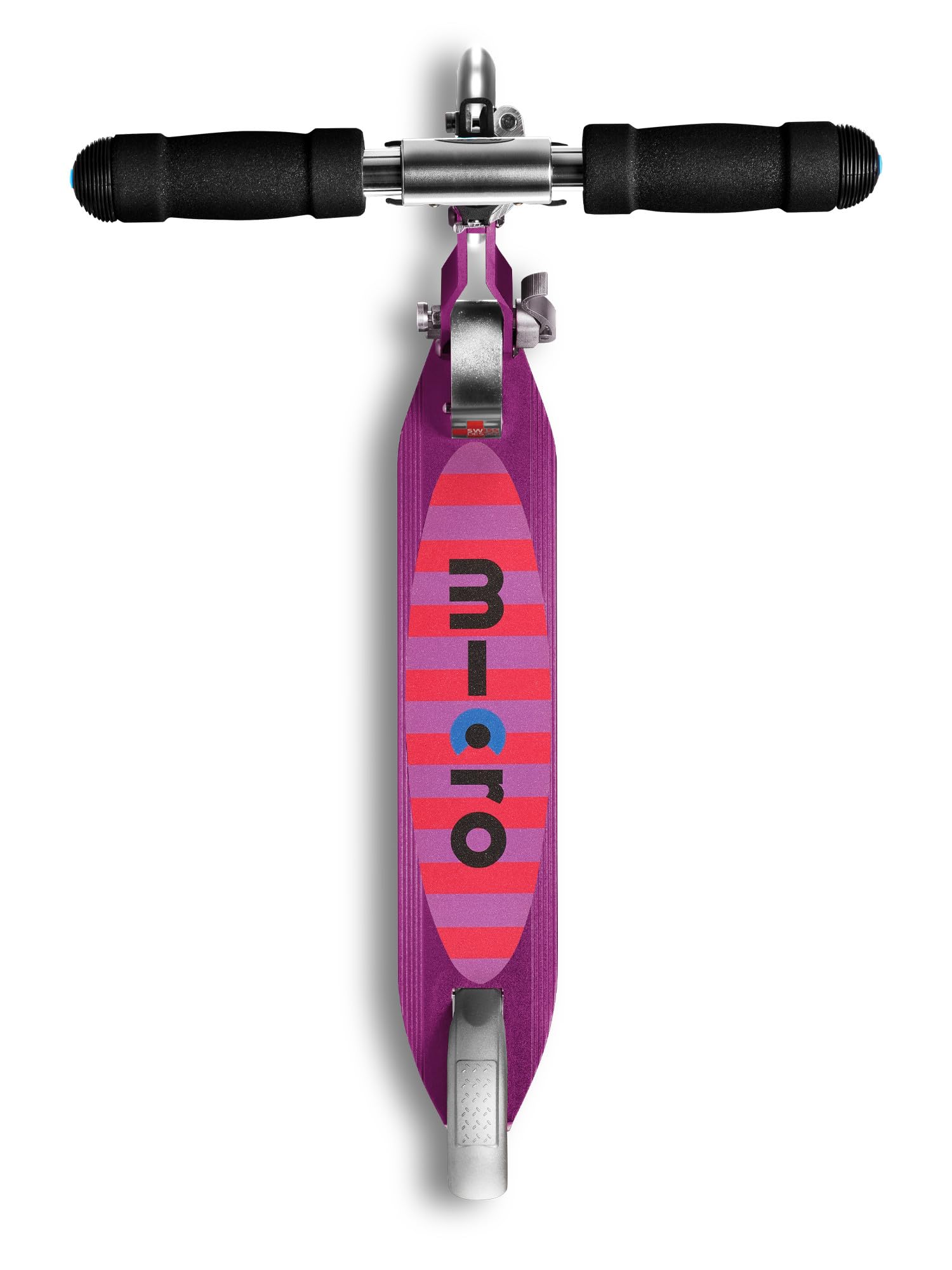 Micro Kickboard- Sprite LED - 2 Wheeled Kick Scooter Ages 6+, fold-to-Carry, Lightweight, Portable Scooter with Motion-Activated Light-up Wheels (Purple Stripe)