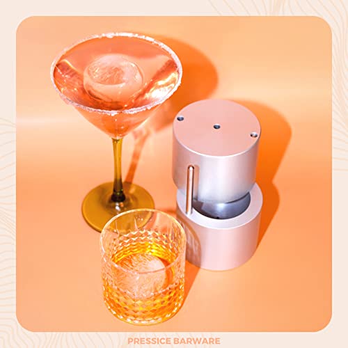 Pressice Barware Ice Ball Press - Effortlessly Make Giant 2.3" Ice Balls - Includes Aircraft Grade Aluminum Ice Press and Ice Mold - Assembled in the US (Ice Press, Blue)