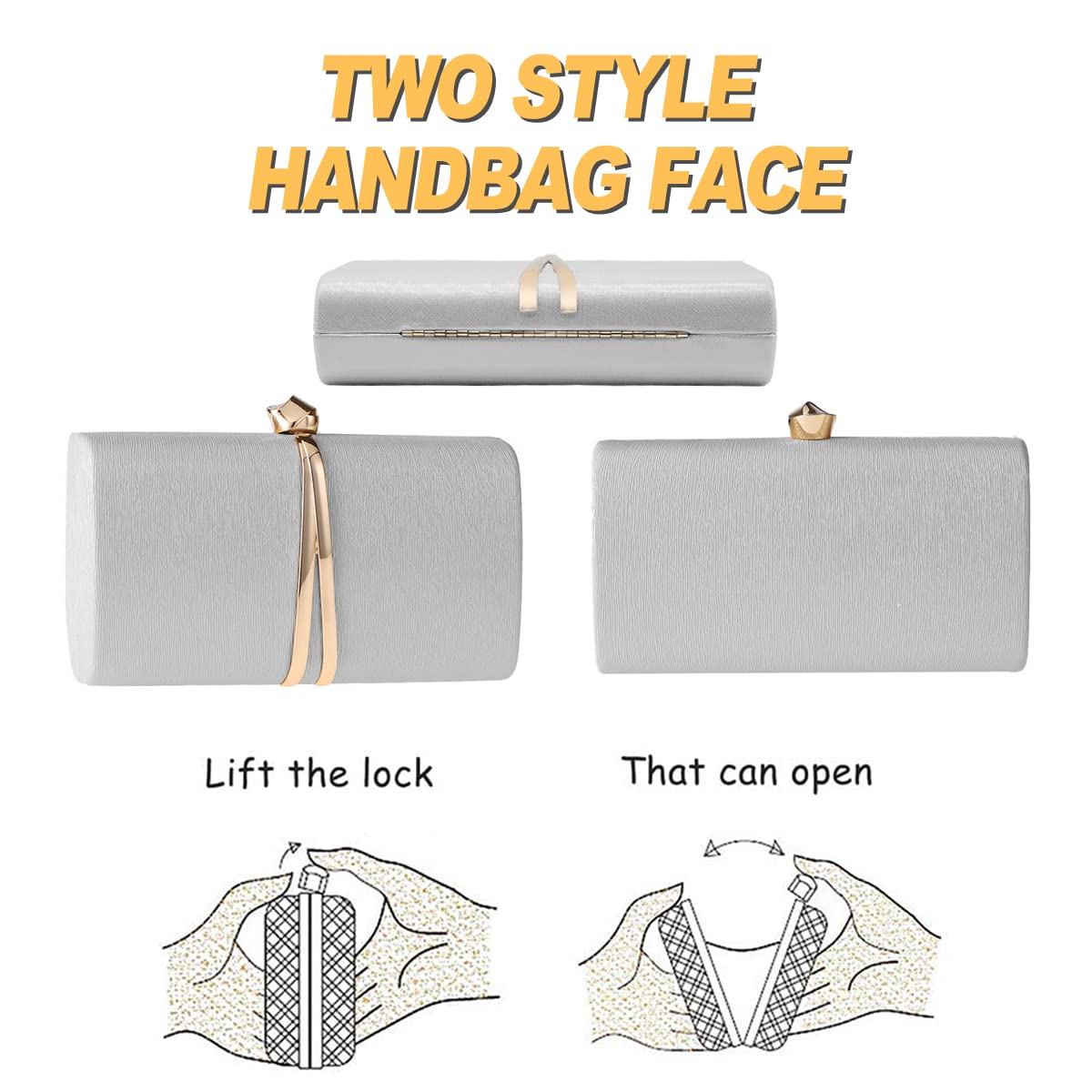 PS PETITE SIMONE Evening Bag Rhinestone Silver Clutch Glitter Gold Clutch Purses for Women Evening Formal Wedding Party