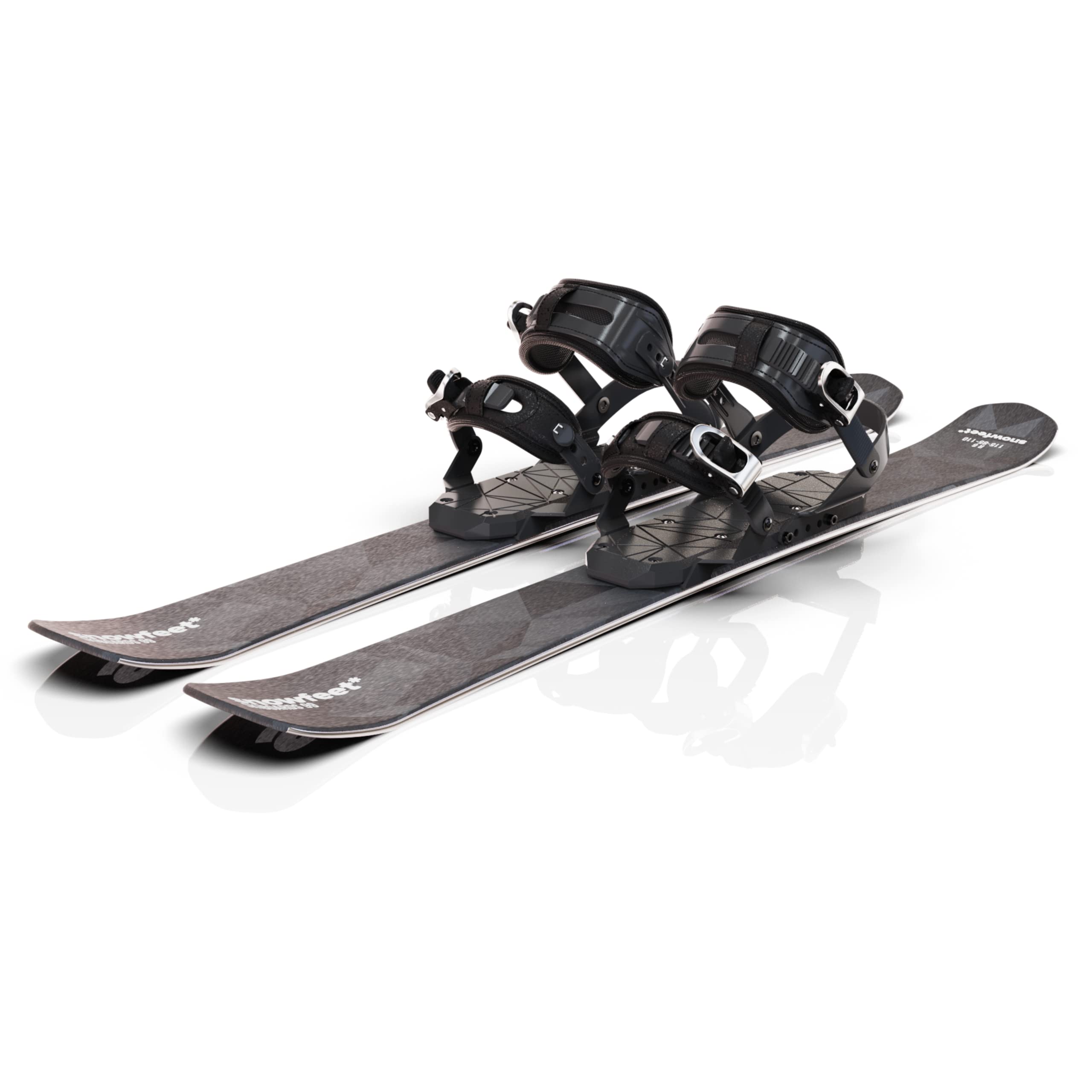 Skiboards by Snowfeet | 99 CM | Skiblades Snowblades Short Skis (Black | Snowboard Bindings)