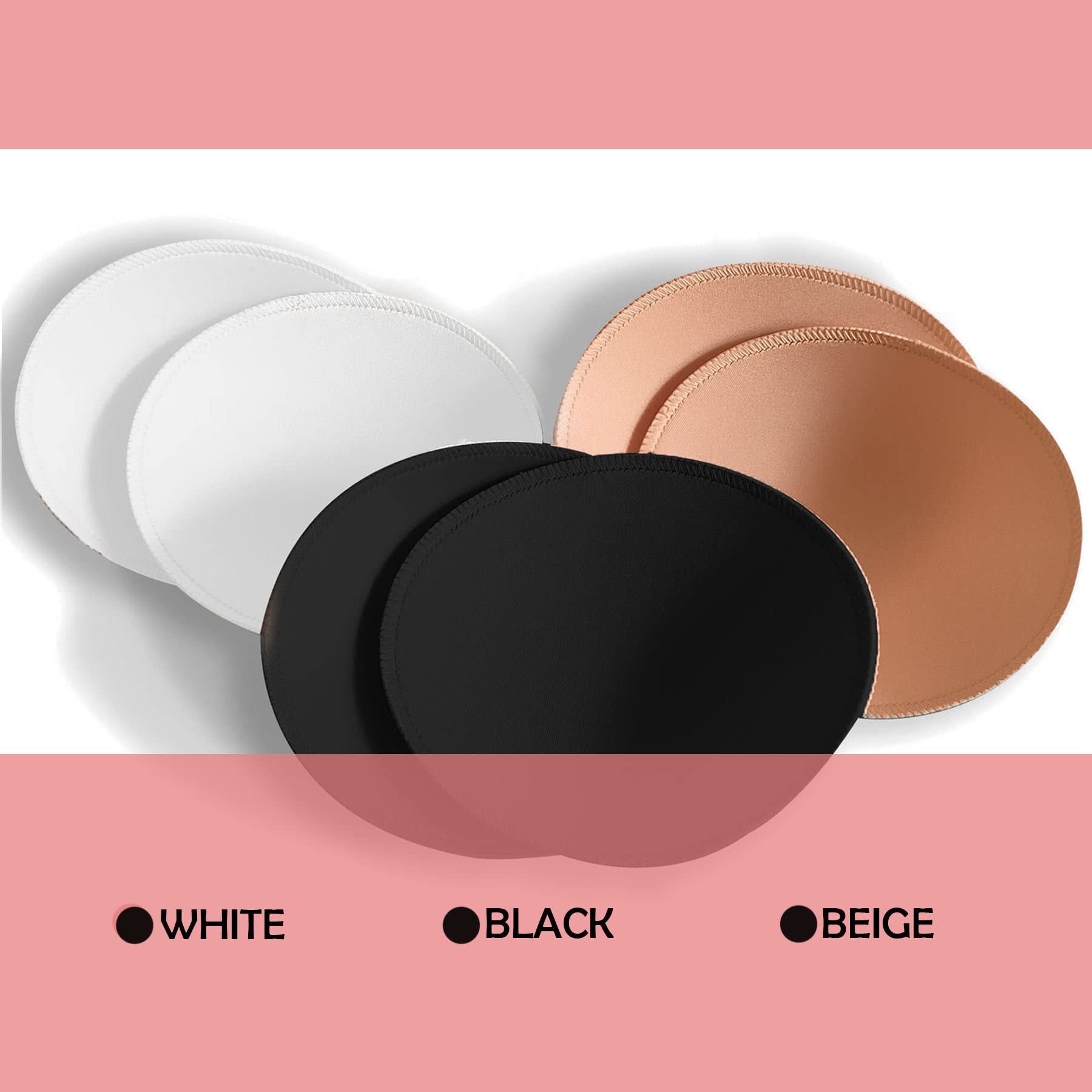 MINELEVEN Soft Oval High Resilience Sport Bra Cup Inserts,3-Pairs with Transparent Ivisible Tread, Update Nedle Psher