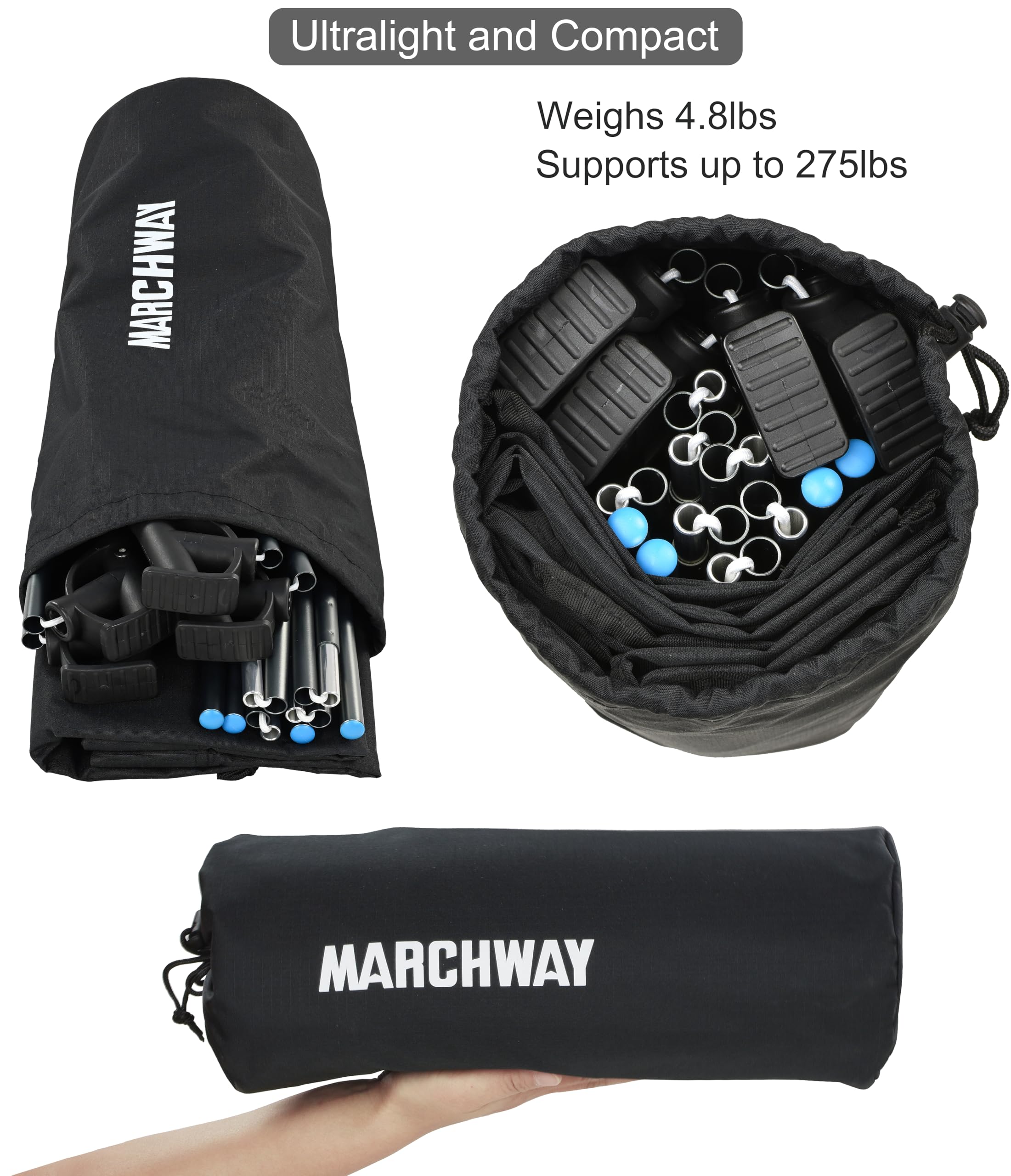 MARCHWAY Ultralight Folding Tent Camping Cot Bed, Portable Compact for Outdoor Travel, Base Camp, Hiking, Mountaineering, Lightweight Backpacking (Black)