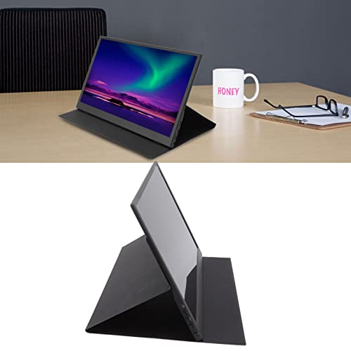 Tgoon 2K Portable Monitor, 15.6in Gaming Monitor LED Backlight with PU Leather Case for Tablet(Black)
