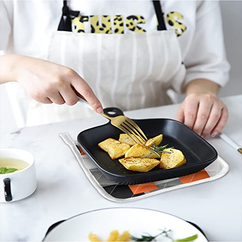 Oven Mitts, Geometric Figures Anti-Skid Cooking Gloves for BBQ, Microwave, Baking, Cooking, Thermal Insulation Hot Pads Potholders for Handling Hot Cookware Orange Grey Black Color Block
