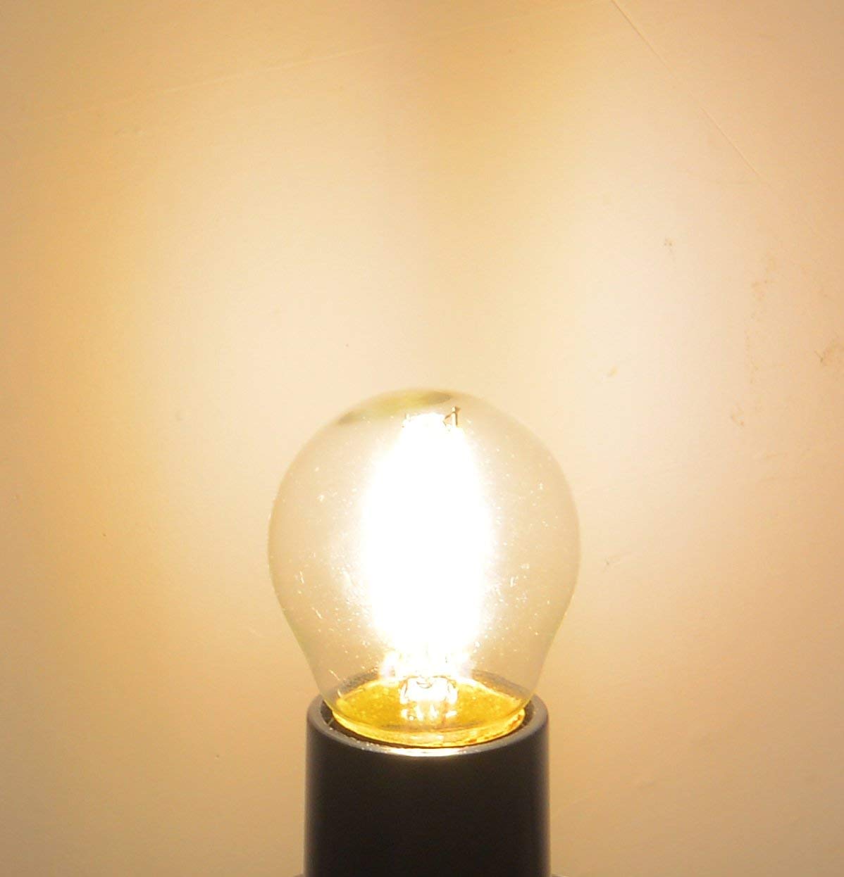Lxcom Lighting E14 4W LED Filament Bulb Dimmable Vintage Edison Candle Light Bulb 4 Pack 2700K Warm White G45 Clear Glass Globe Lamp 400LM 40W Equivalent, AC 110V