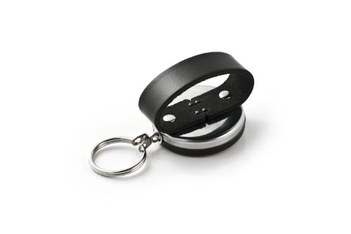 KEY-BAK DUTY-GEAR Retractable Key Holder with 24" Stainless Steel Chain, Chrome Front, 2.25" Leather Belt Loop, 8 oz. Retraction, Split Ring
