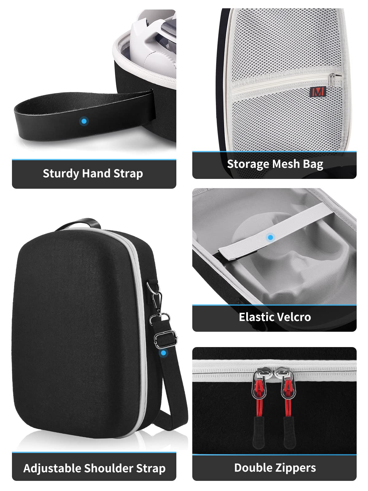Ryoko Hard Carrying Case Compatible with Meta/Oculus Quest 2 Version VR Gaming Headset and Elite Strap with Battery and Other Accessories, Suitable for Travel and Home Storage