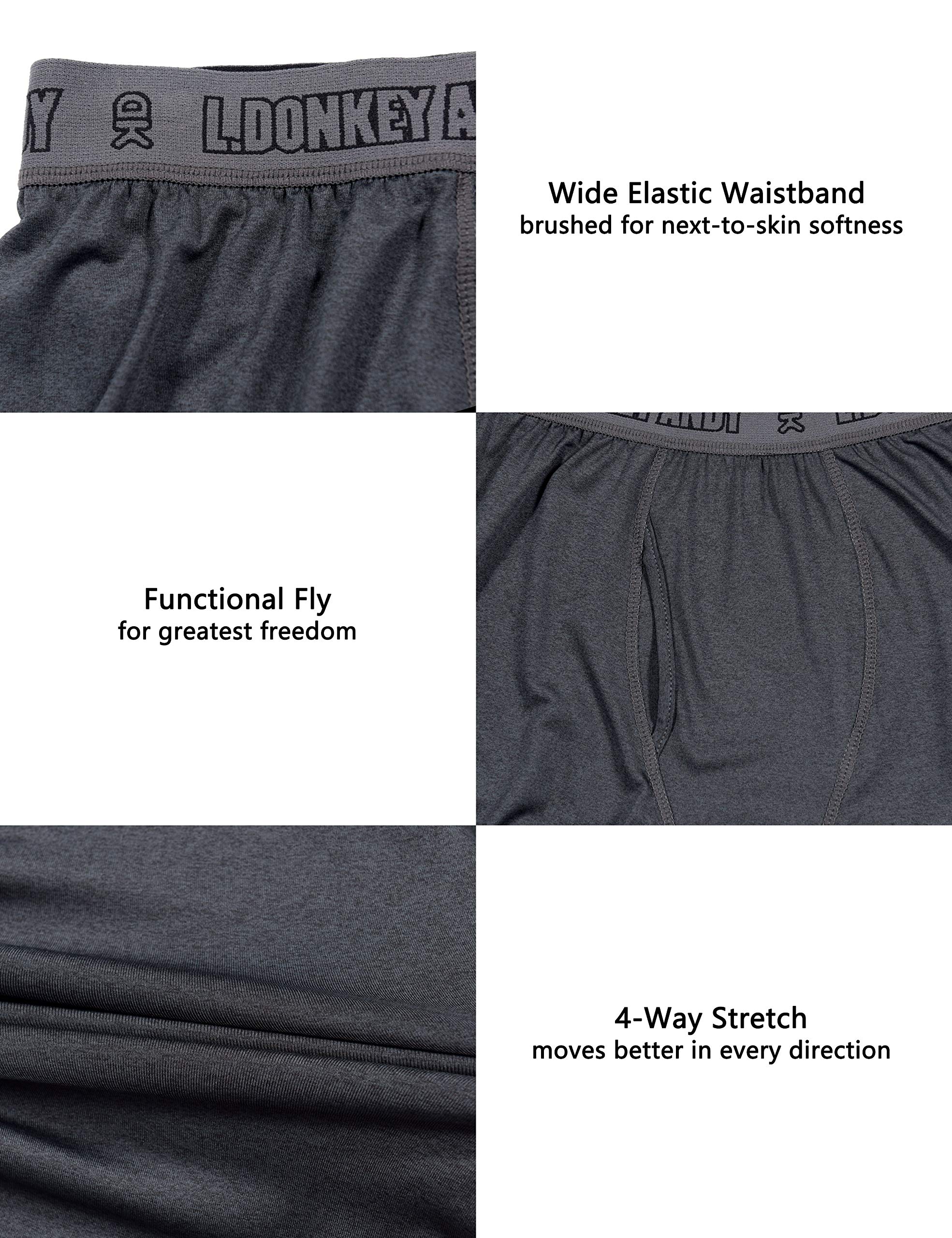 Little Donkey Andy Men's Thermal Underwear Set Performance Base Layer Wicking Active Long Johns Top & Bottom with Fly Black XXL