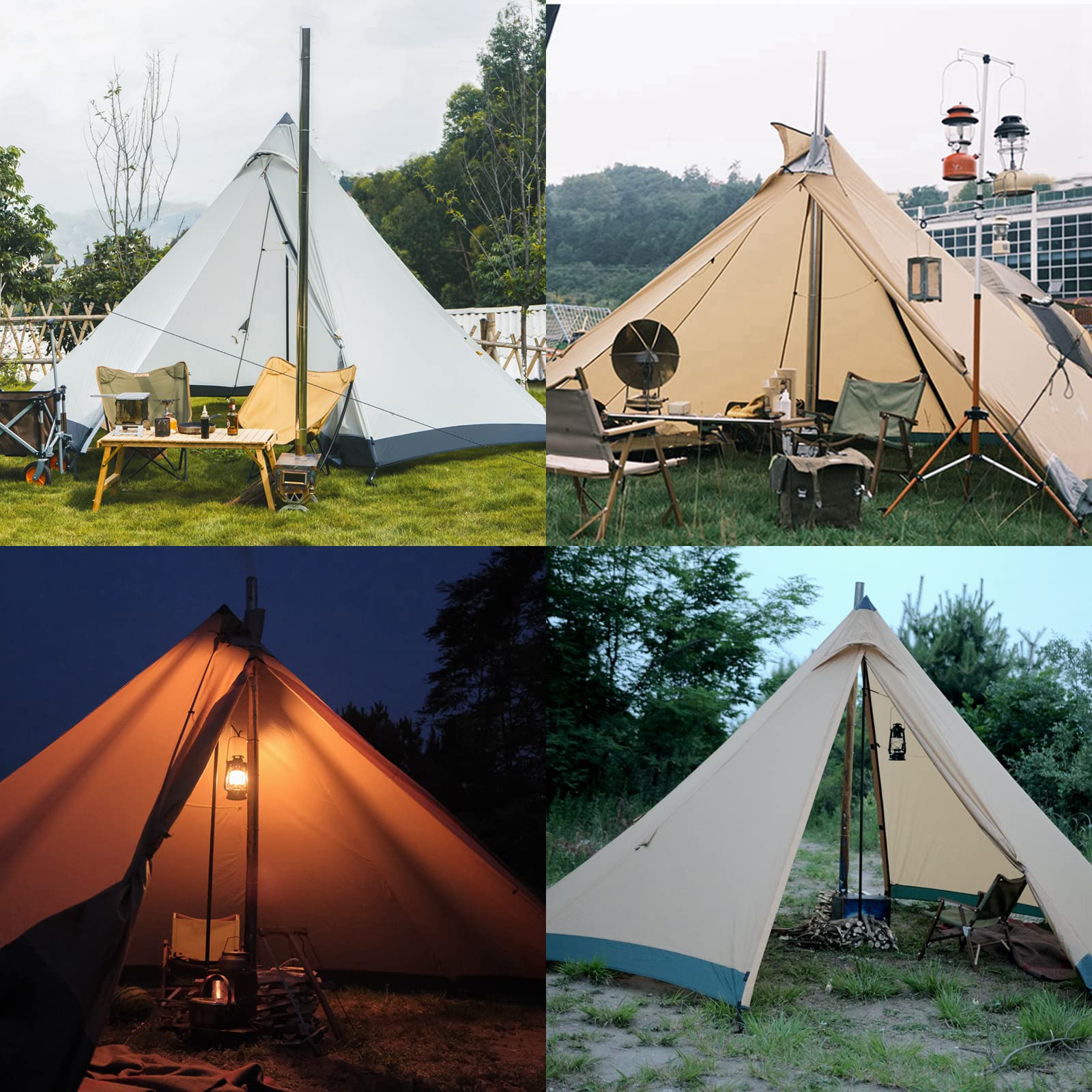 MIER Hot Tents with Stove Jack for 4-6 Person, White