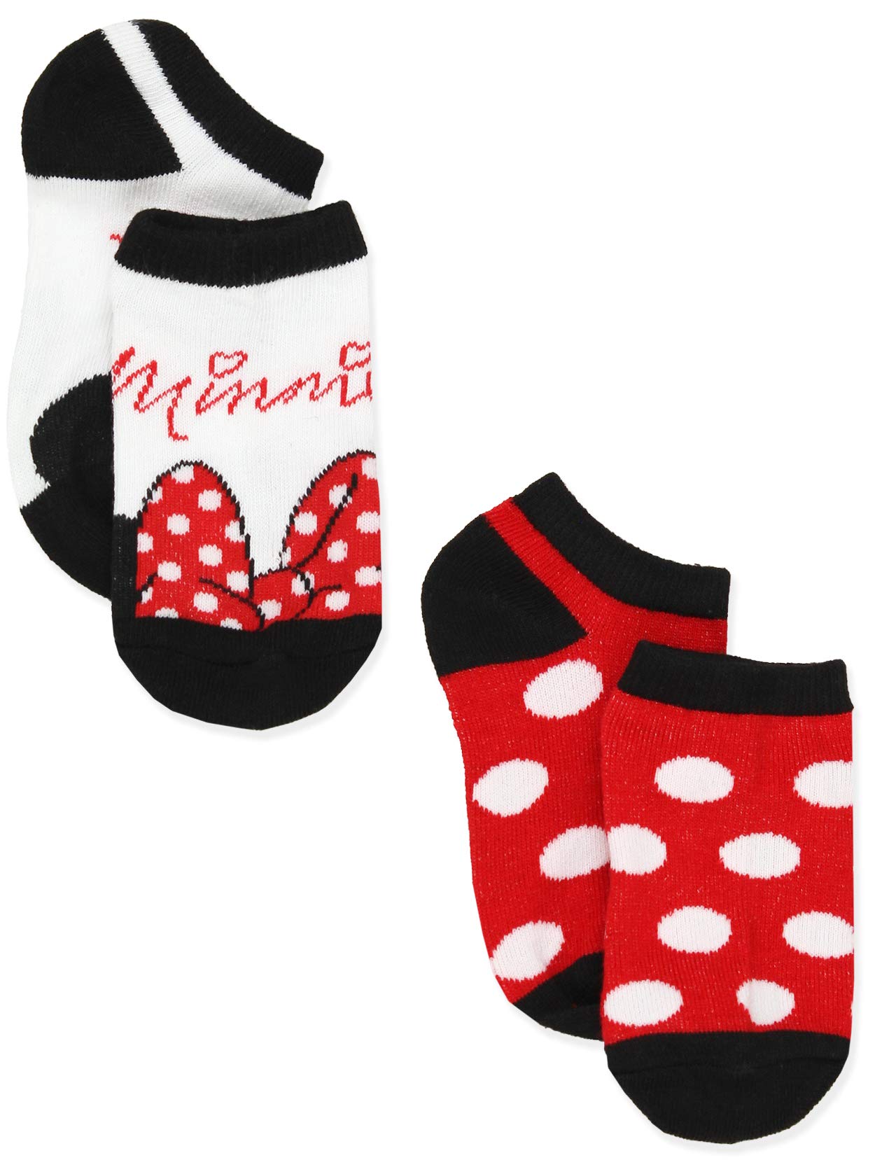 Minnie Mouse Polka Dots and Stripes Girls Toddler 6 pack No Show Socks (Shoe Size: 10-4 (Sock: 6-8), Grey)
