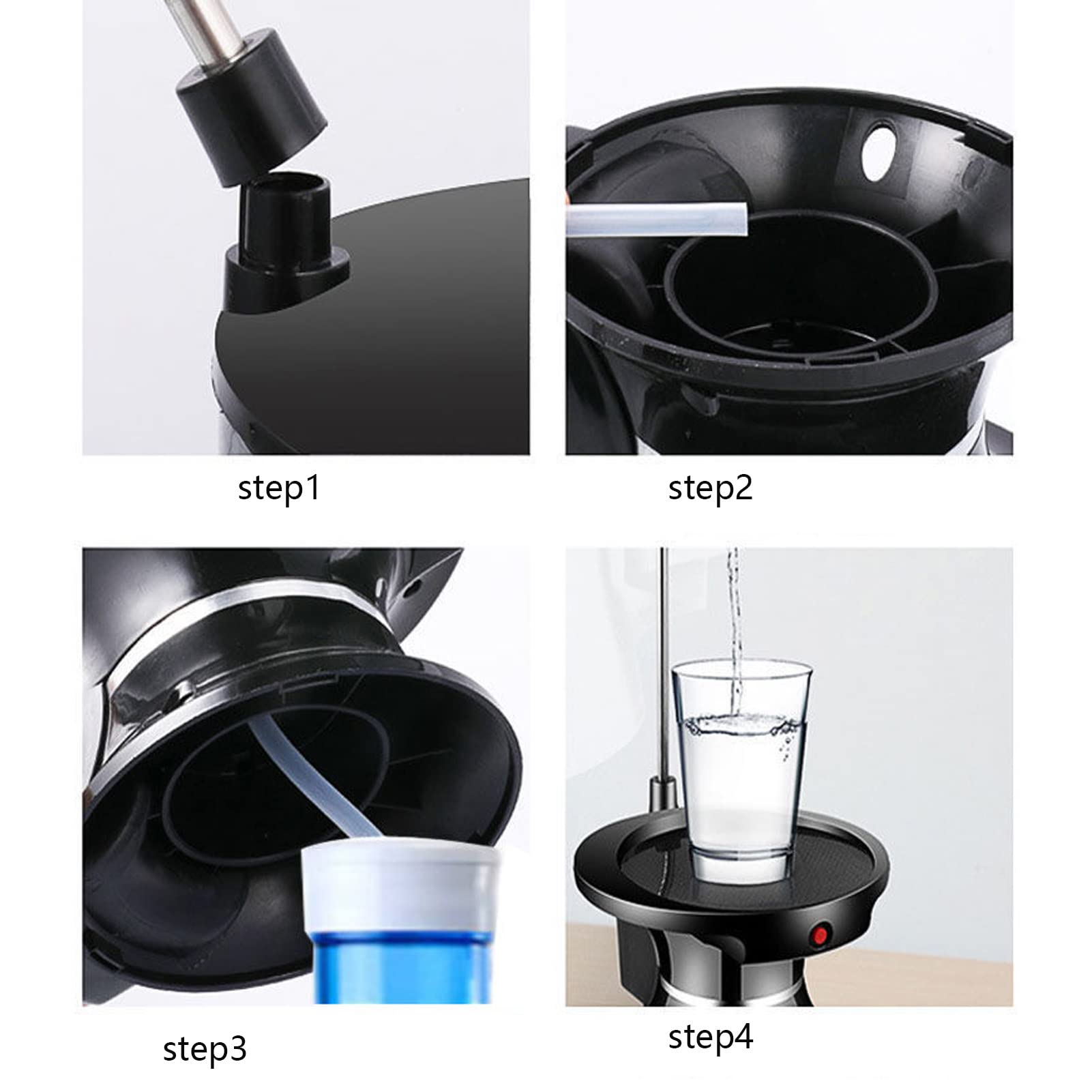 Rromxyuxi Water Pump for 5 Gallon Bottle with Tray, Electric Drinking Water Pump Portable Water Bottle Dispenser, Water Bottle Pump for 1-5 Gallon Water Jugs for Home, Kitchen, Office, Camping