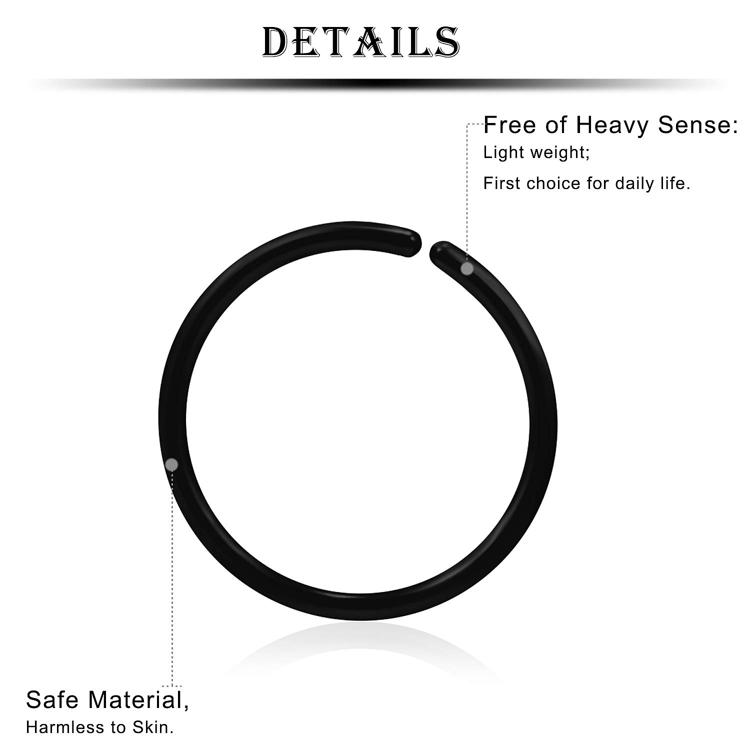 Kridzisw 22G Clear Plastic Silicone Nose Rings Hoop Piercing Retainer Flexible Bioflex Thin Nostril Lip Nose Ring Tragus Cartilage Helix Daith Rook Earrings Piercing Jewelry Work Sport Women Men 8mm