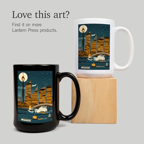 Lantern Press Sydney, Australia, Retro Skyline (no text) (15oz White Ceramic Coffee and Tea Mug, Dishwasher and Microwave Safe)