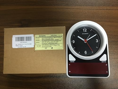 KWANWA Alarm Clock, Analog Clock & LED Digital Clock, Light Sensor LED Clock, Snooze, 12Hr, Alarm Clock for Bedroom, Living Room, Bookshelf, Kids, Elderly, Easy to Set, White