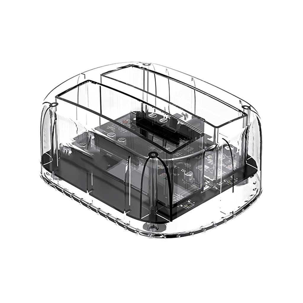 XXXDXDP 2 Bay SATA to USB 3.1 HDD 2.5" 3.5" Type C Transparent External Hard Disk Drive Enclosure