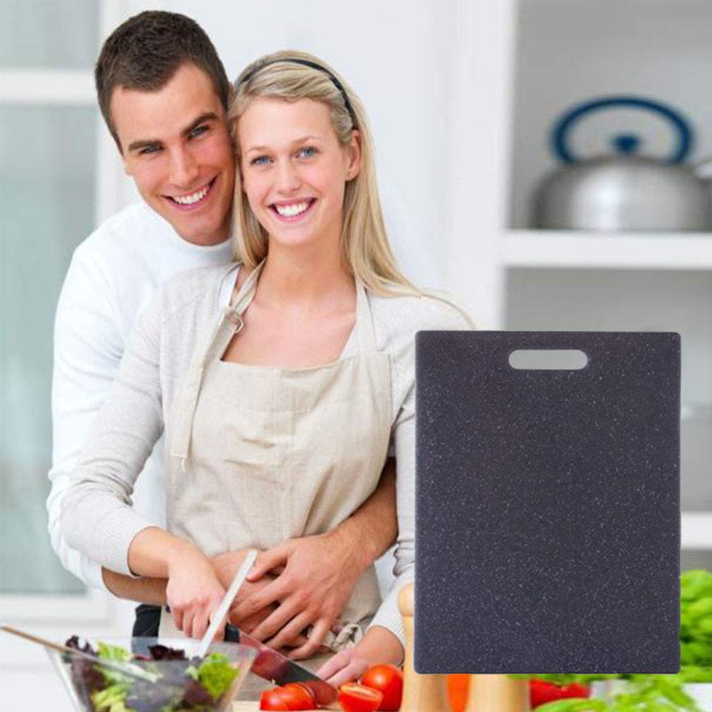 Plastic Chopping Board, Unique Marble Appearance Design TPR Material Dishwasher Safe For Cutting Meat Vegetables Fruits, 14 x 10.8 inch, Black