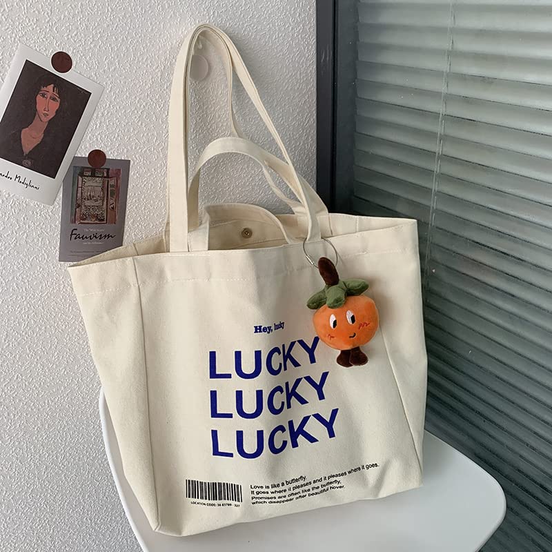 Shopping Bag Tote Bag Canvas Reusable Shoulder Bag handbag with inside pocket for shopper everyday life One Size