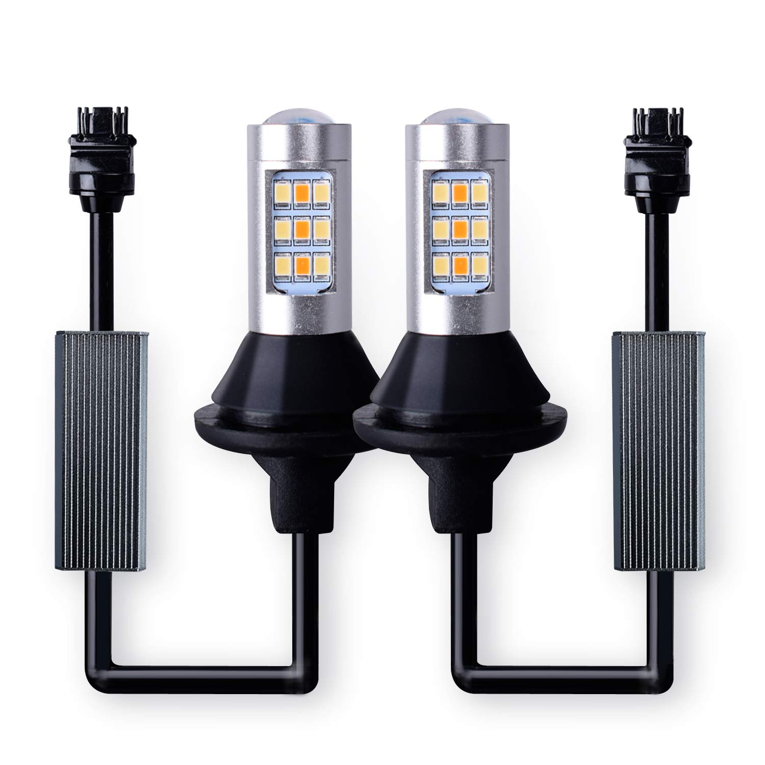 morefulls 3157 Switchback LED Turn Signal Light Bulbs Error Free T25 3047 3057 3155 3156 Amber and White Replace for Front/Rear Turning Light Back Up Reverse Light