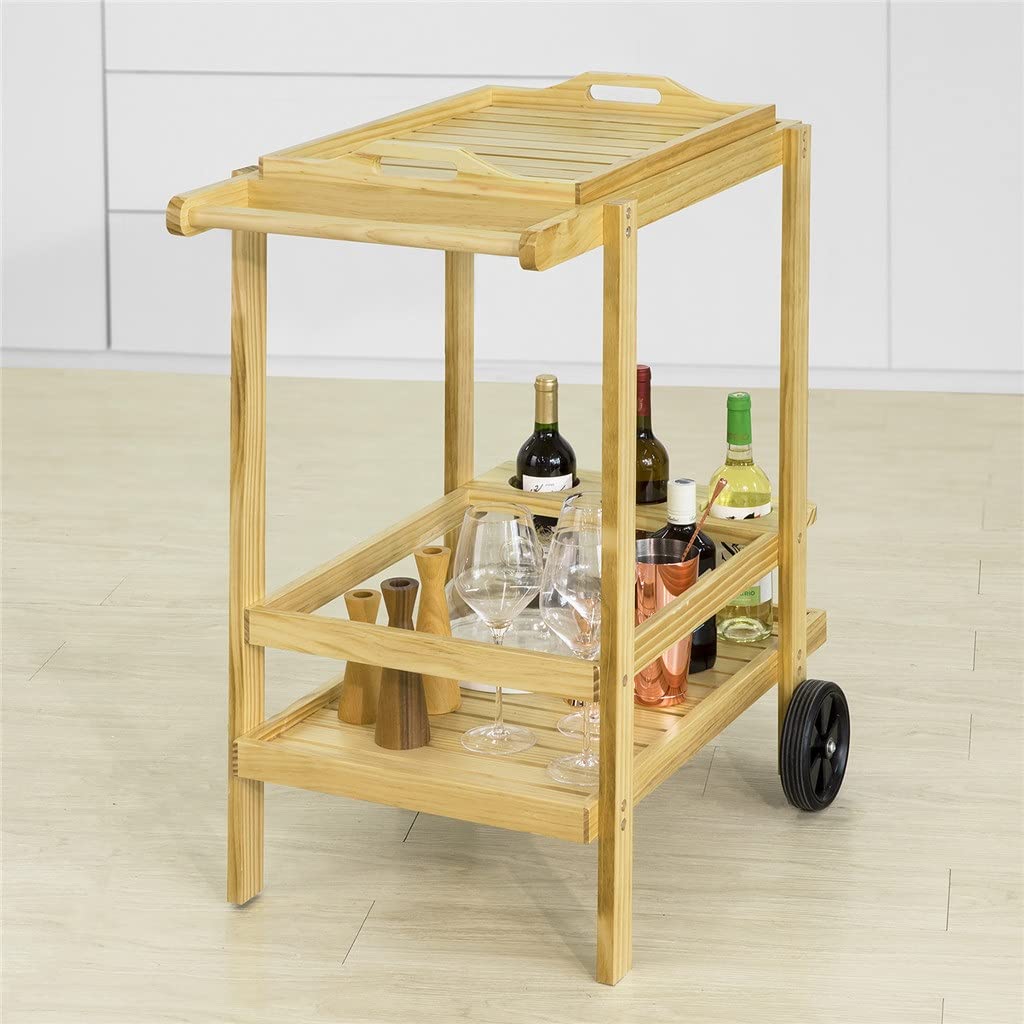 XXXDXDP Serving Trolley with Bottle Holder and a Removable Tray Kitchen Trolley Trolley Trolley Bar Cart