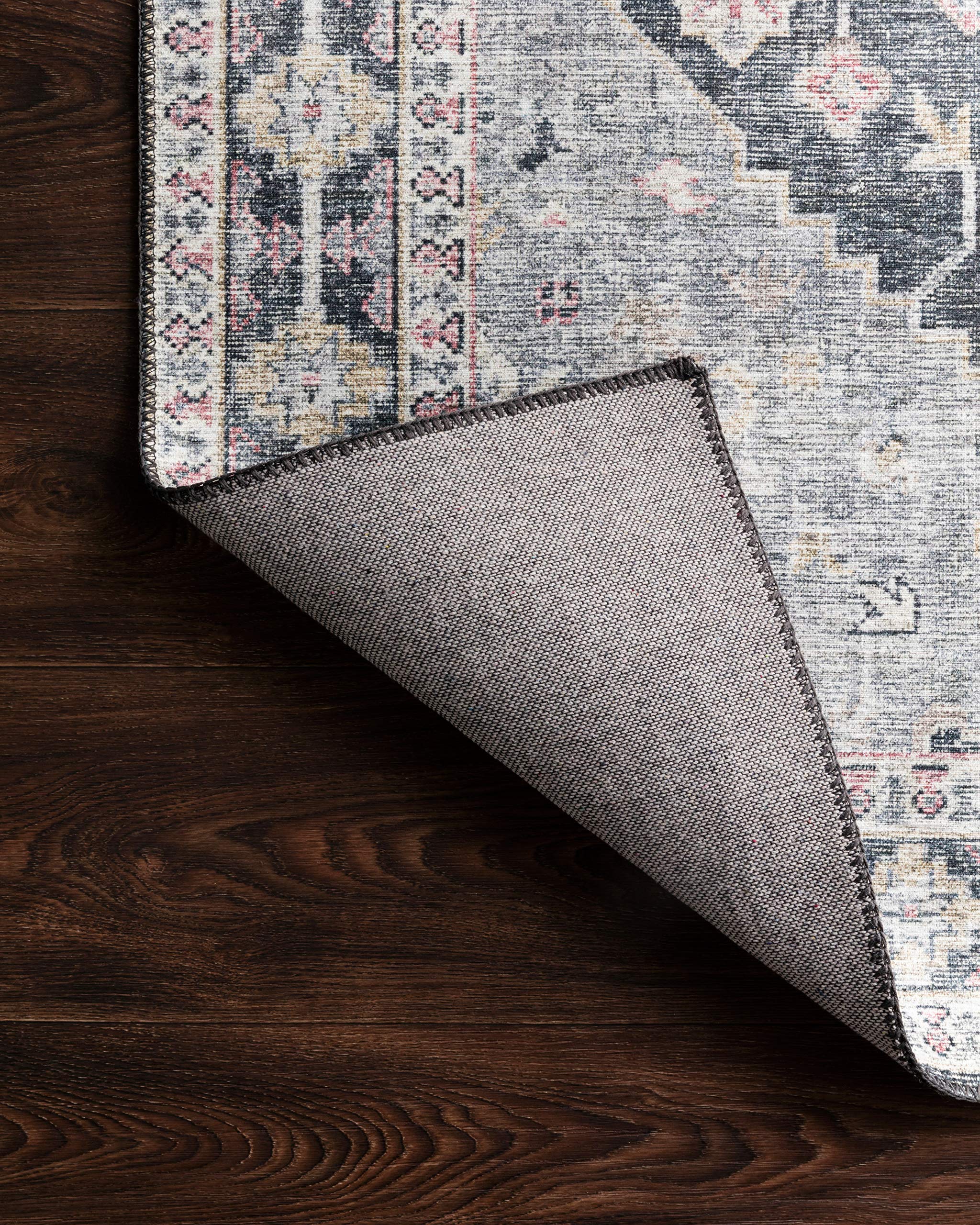 Loloi II Skye Collection SKY-02 Charcoal/Multi 7'-6" x 9'-6", 13" Thick,Area Rug,Soft,Durable,Vintage Inspired,Distressed,Low Pile,Non-Shedding,Easy Clean,Printed,Living Room Rug