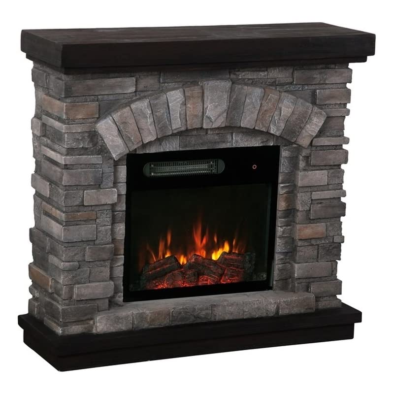 LIVILAND 36" Farmhouse Ceramic Magnesium Oxide Freestanding Electric Fireplace with 4 Flickering Flame Effect Settings, Remote and Touch Control, in Gray Finish